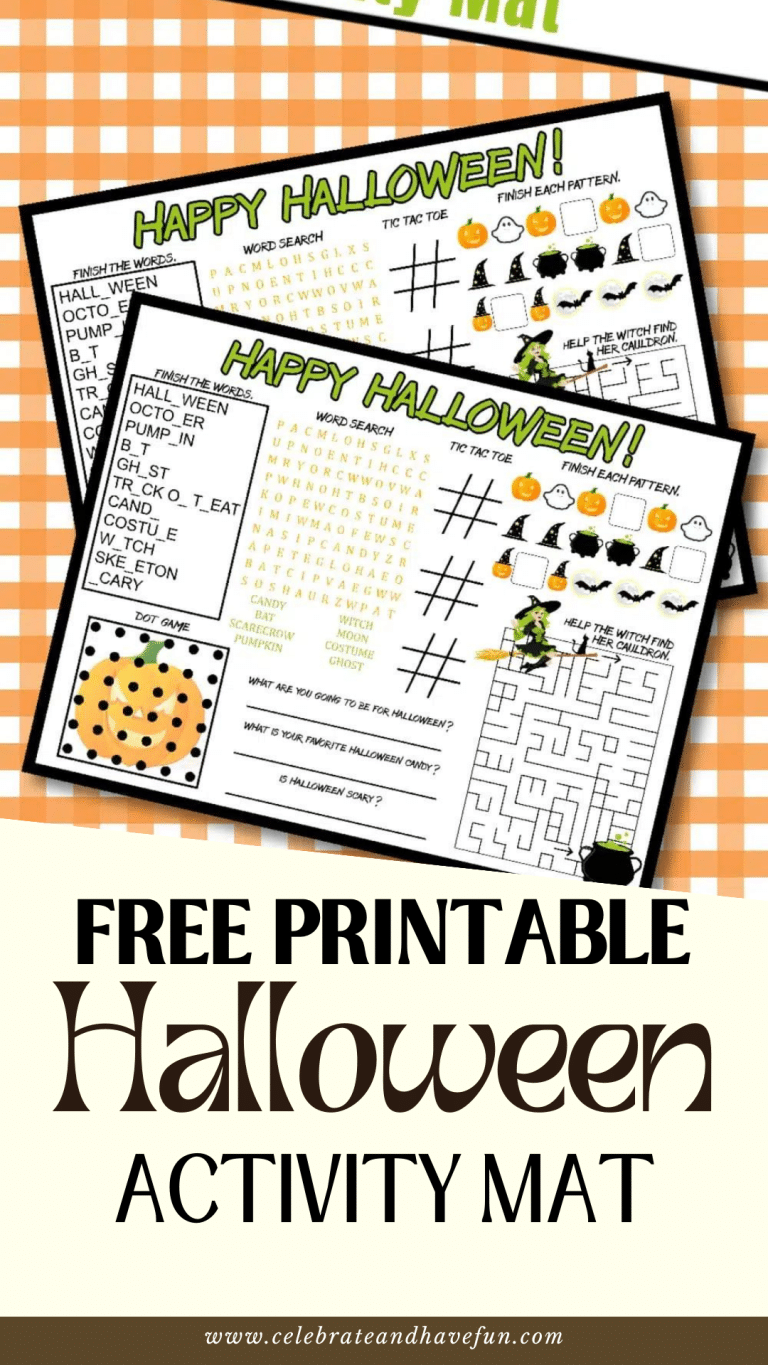 Free printable Halloween activity mat ~ Celebrate and Have Fun